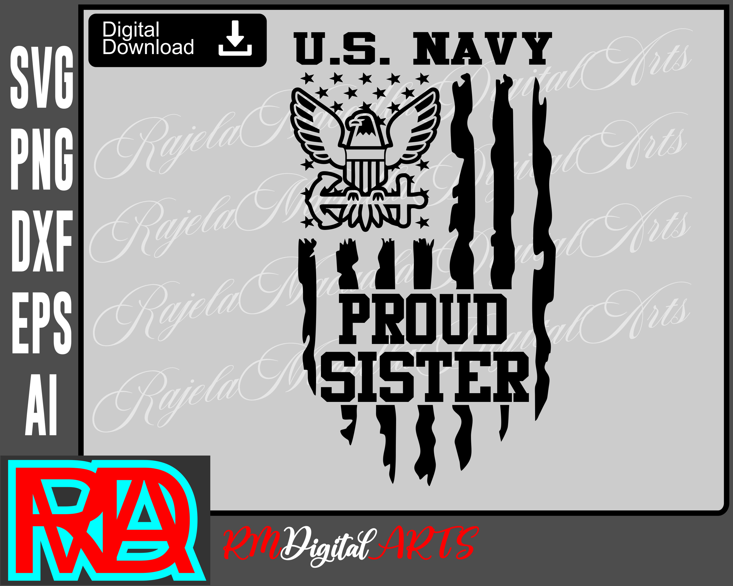U.S. Navy Proud Sister Svg, US Navy Svg, Patriotic US Flag Svg ...