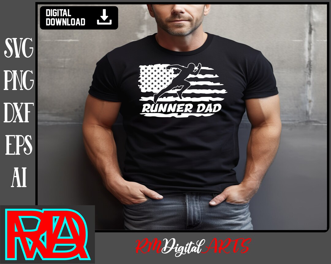 Patriotic US Flag Runner Dad Svg, Runner Dad Svg, Runner Svg, Marathon ...