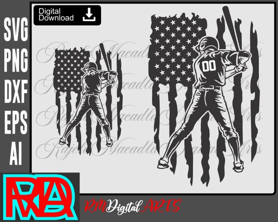 Baseball Player Svg American Flag Svg Baseball Svg Softball - Etsy