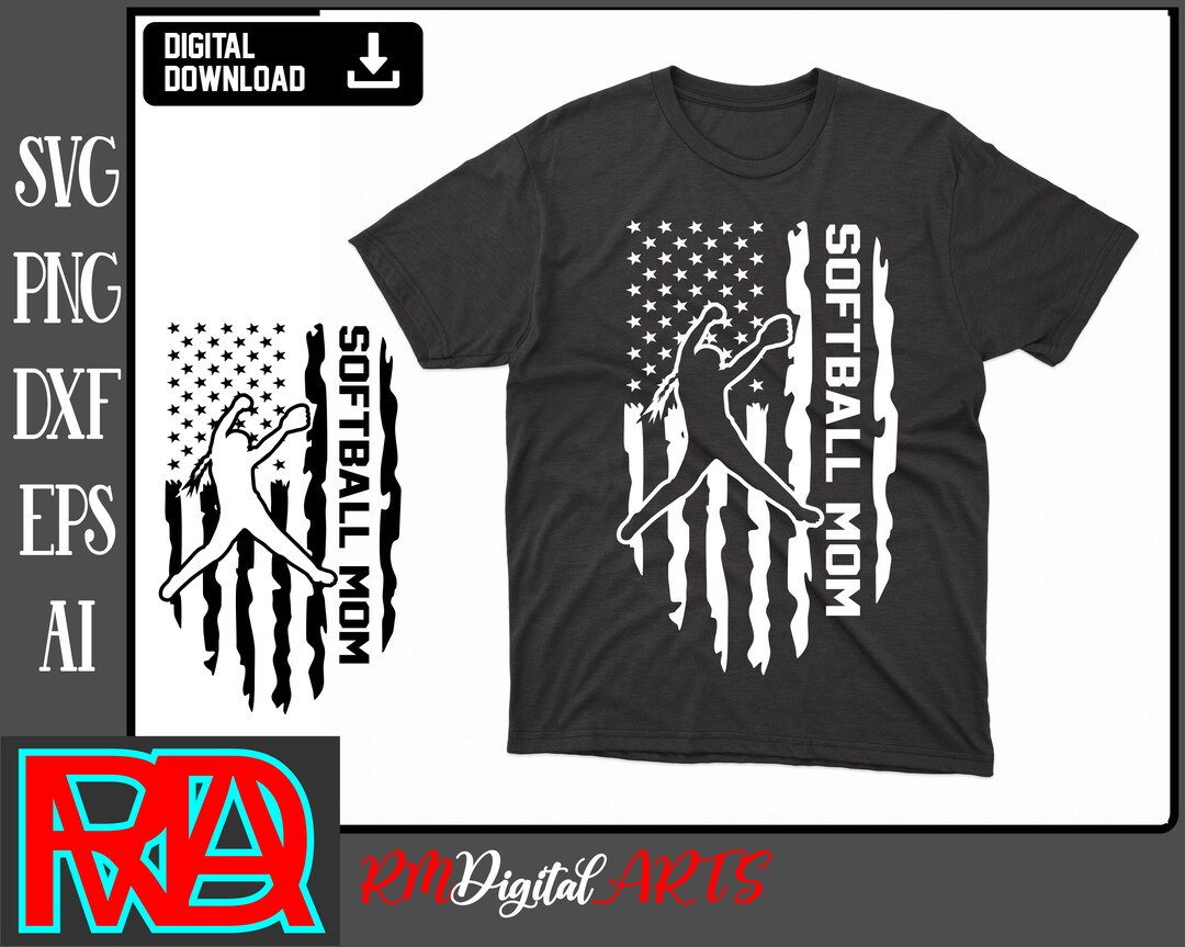 American Patriotic Flag, Sports Svg, Softball Mom Svg Softball Cut File ...