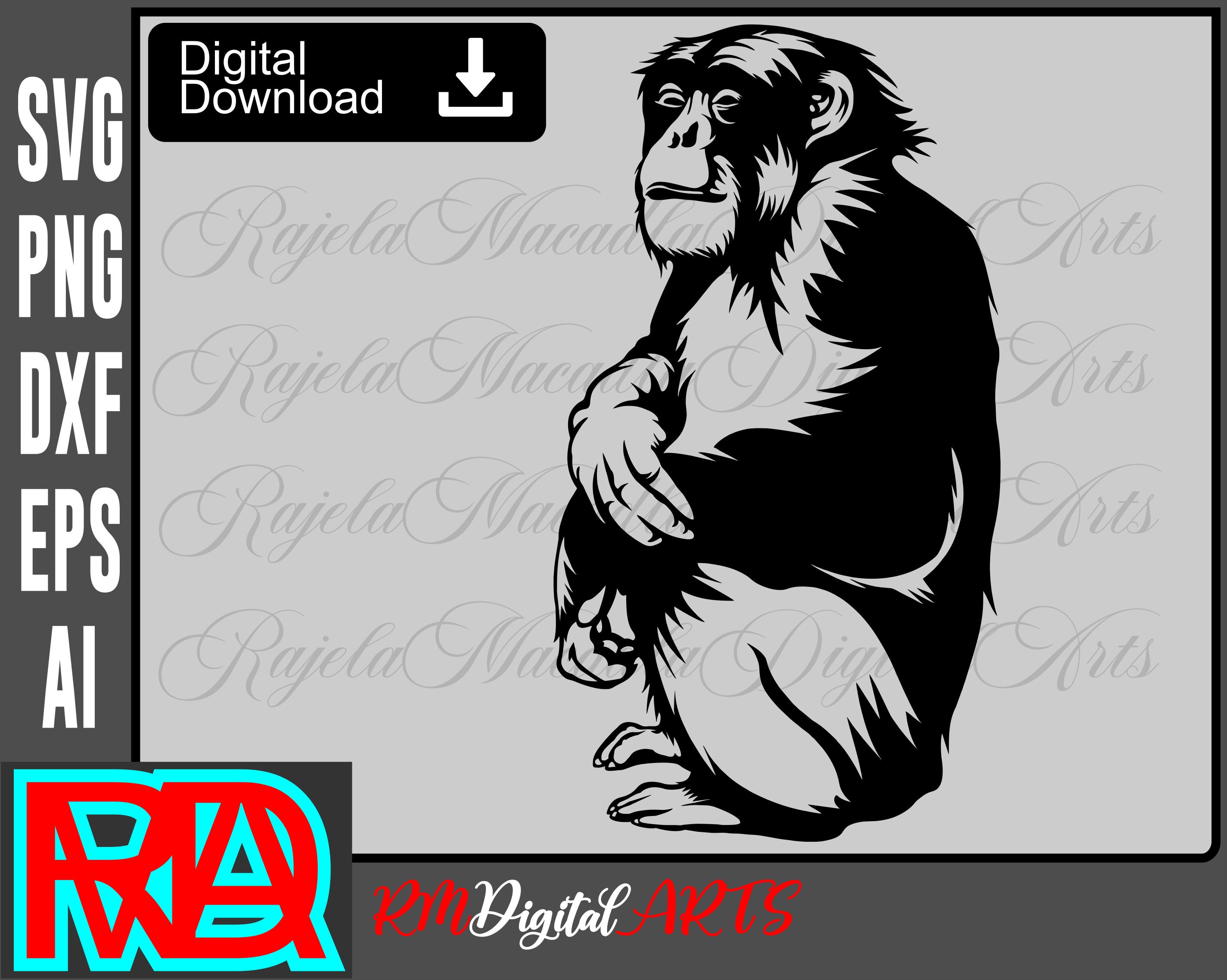 Chimpanzee Svg Chimpanzee Vector Chimpanzee Clipart Apes - Etsy