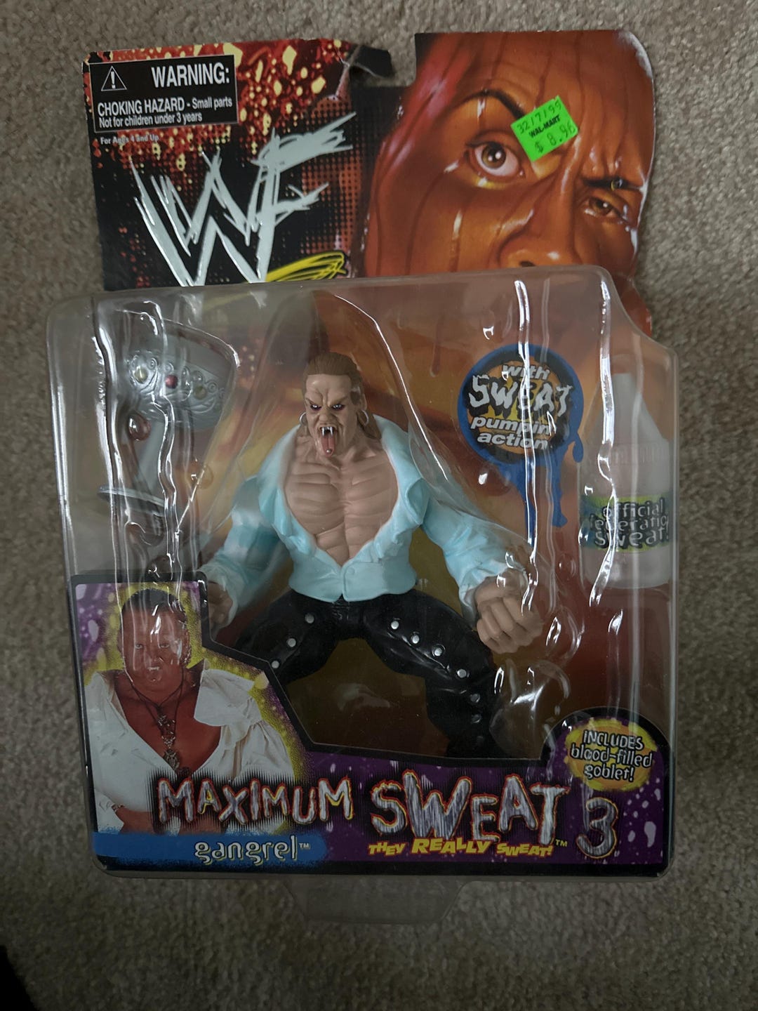 WWF WWE 1999 Maximum Sweat 3 GANGREL With Cup Prop Action Figure Really ...