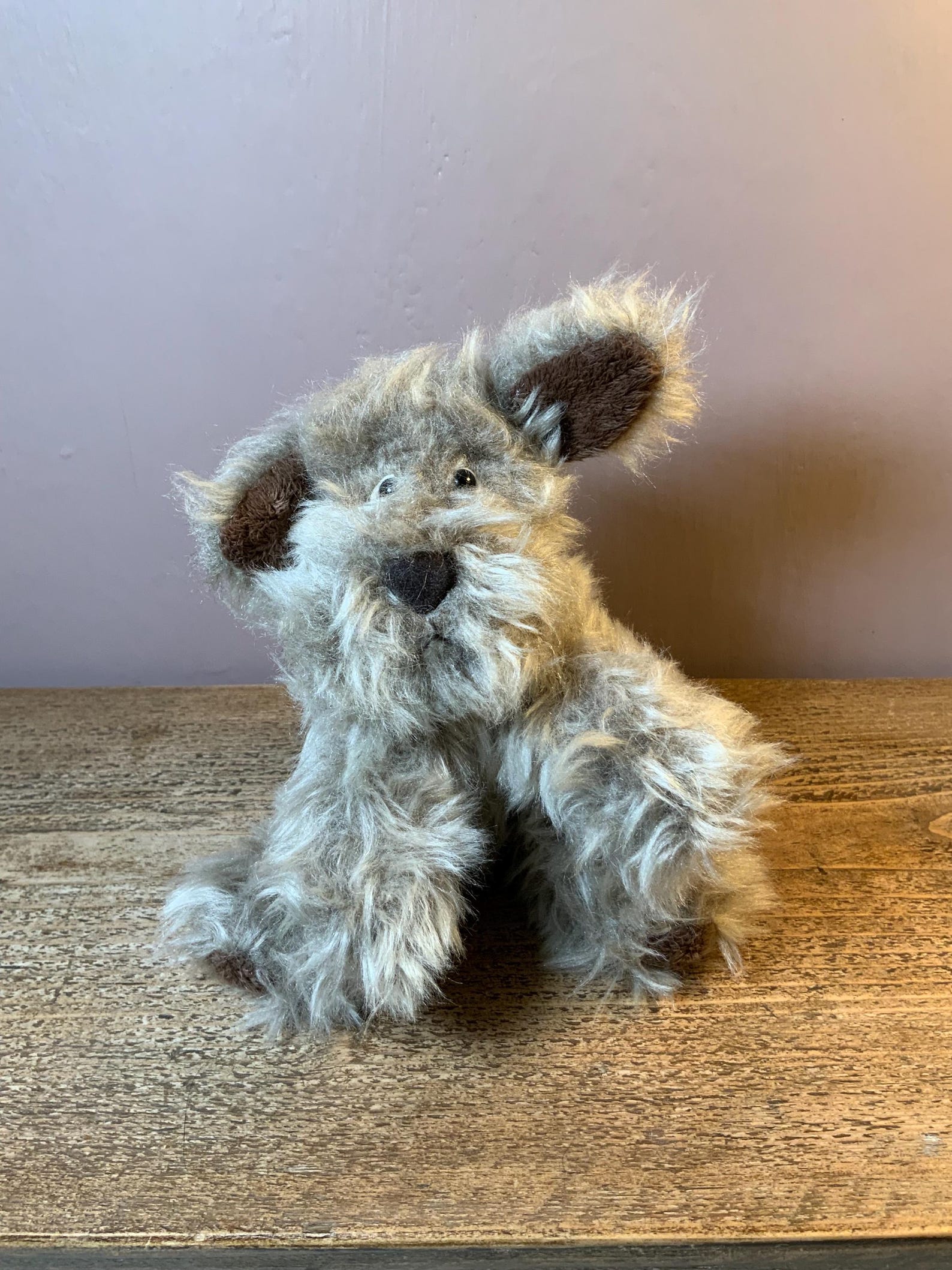 Vintage Russ Berrie Furly Terrier Plush: Grey Scruffy Puppy (6"/15cm ...
