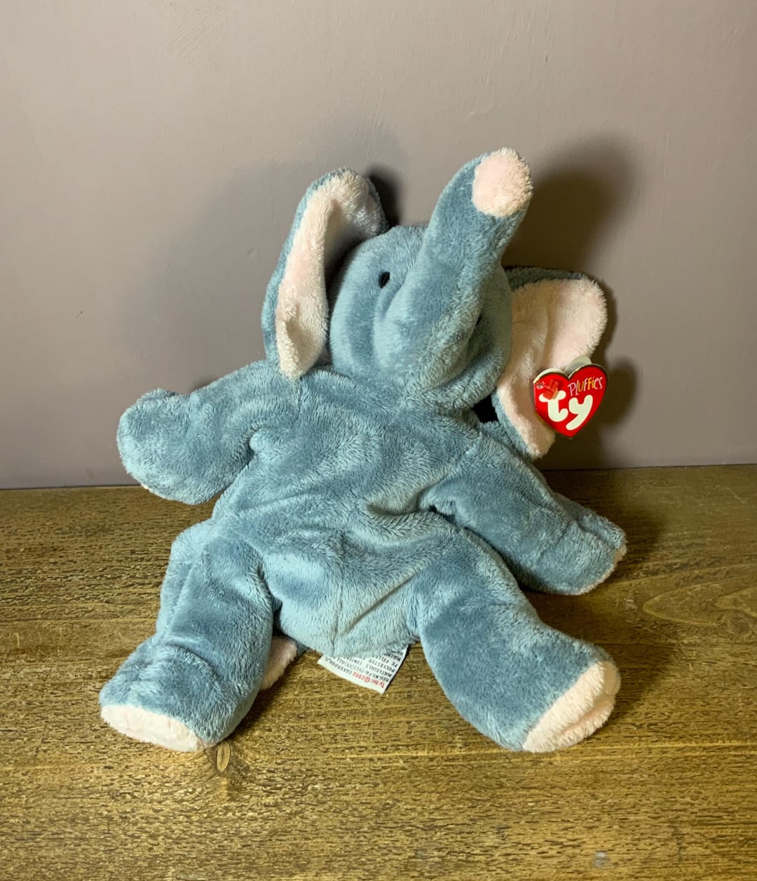 TY Pluffies Tylux Beanie Elephant WINKS Grey/pink/ 2002 Version/ 8 ...