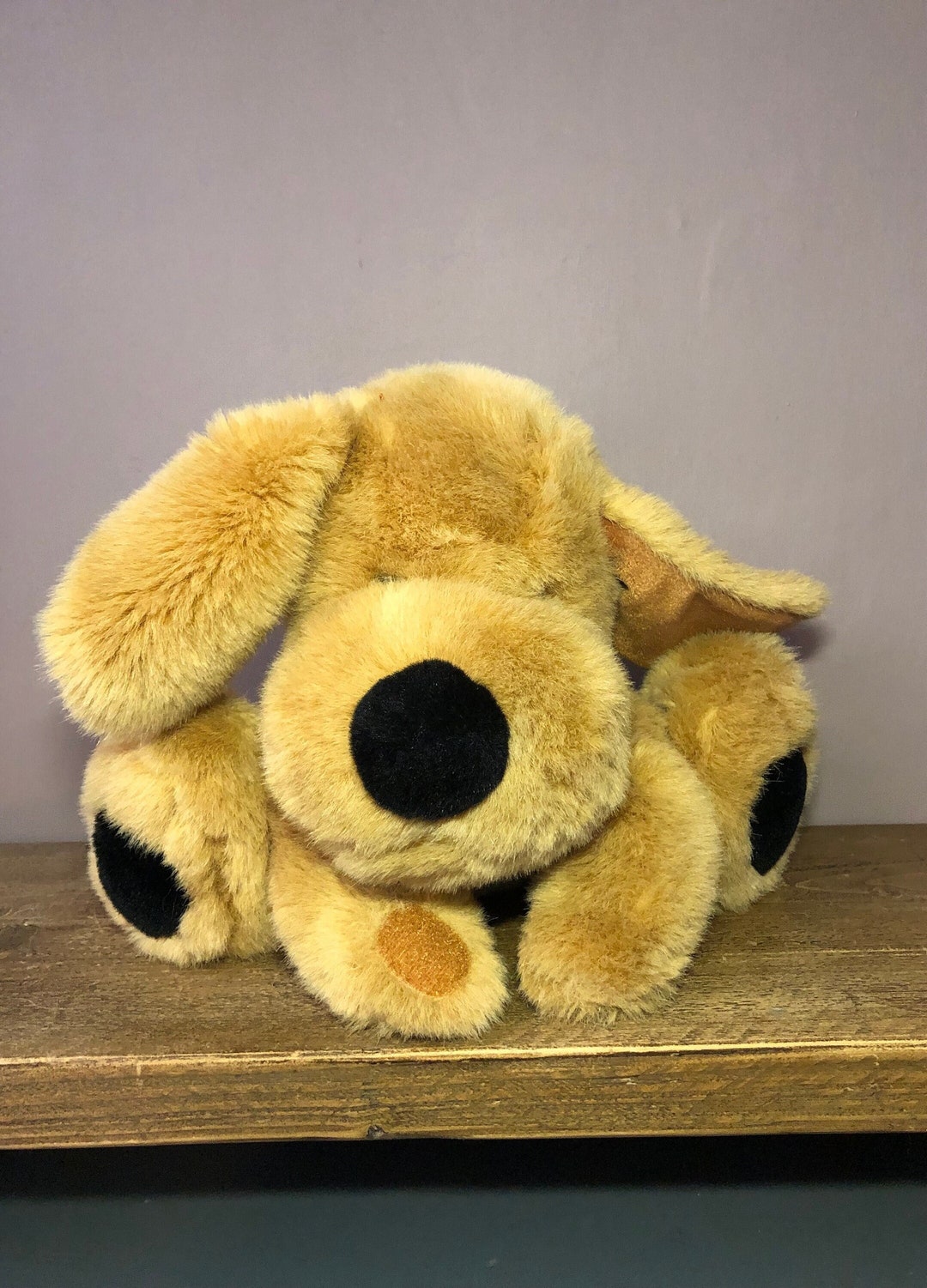 CHAD Valley/ Woolworths Vintage Plush Chunky Golden Tan Dog W/ Velcro ...
