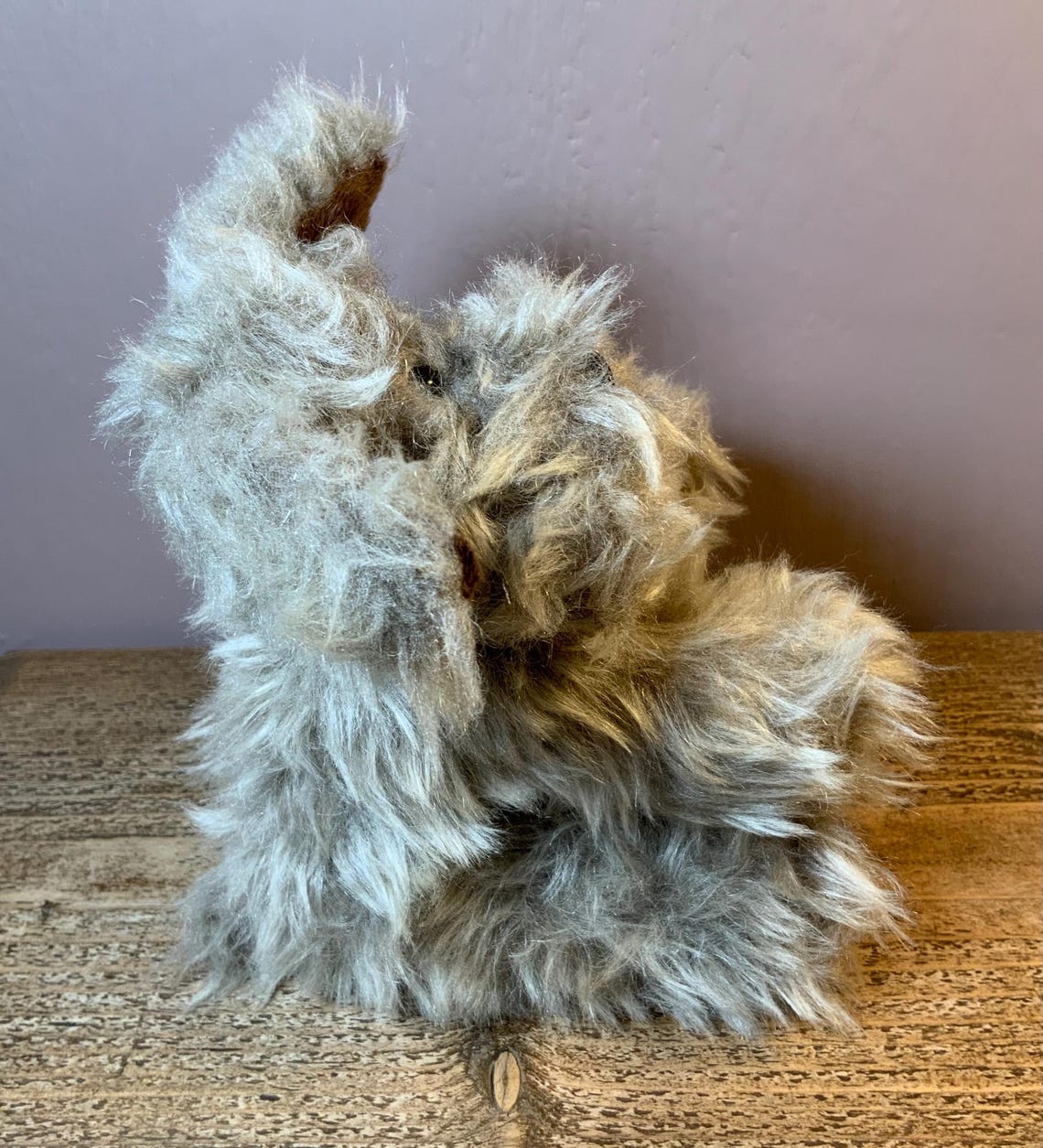 Vintage Russ Berrie Furly Terrier Plush: Grey Scruffy Puppy (6"/15cm ...