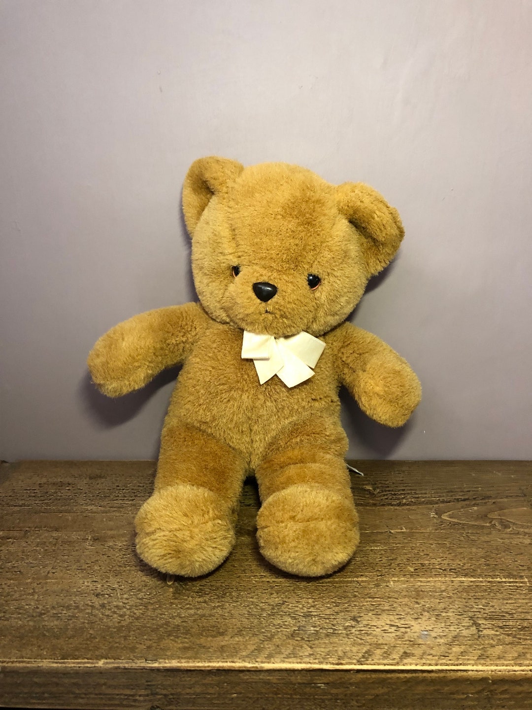 WOOLWORTHS 1980s RARE Stuffed Soft Brown Bear 12"/30cm W/ribbon Bow ...