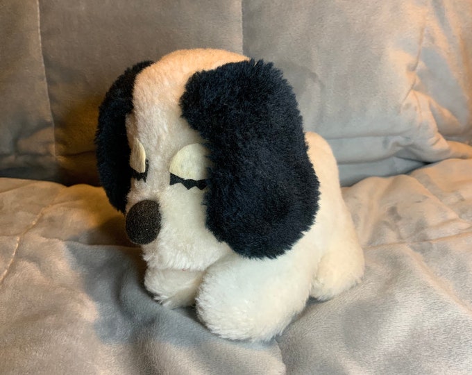 1970s Sleeping Dog Plush Stuffed Toy Made in Korea 5”/ 13cm Black ...