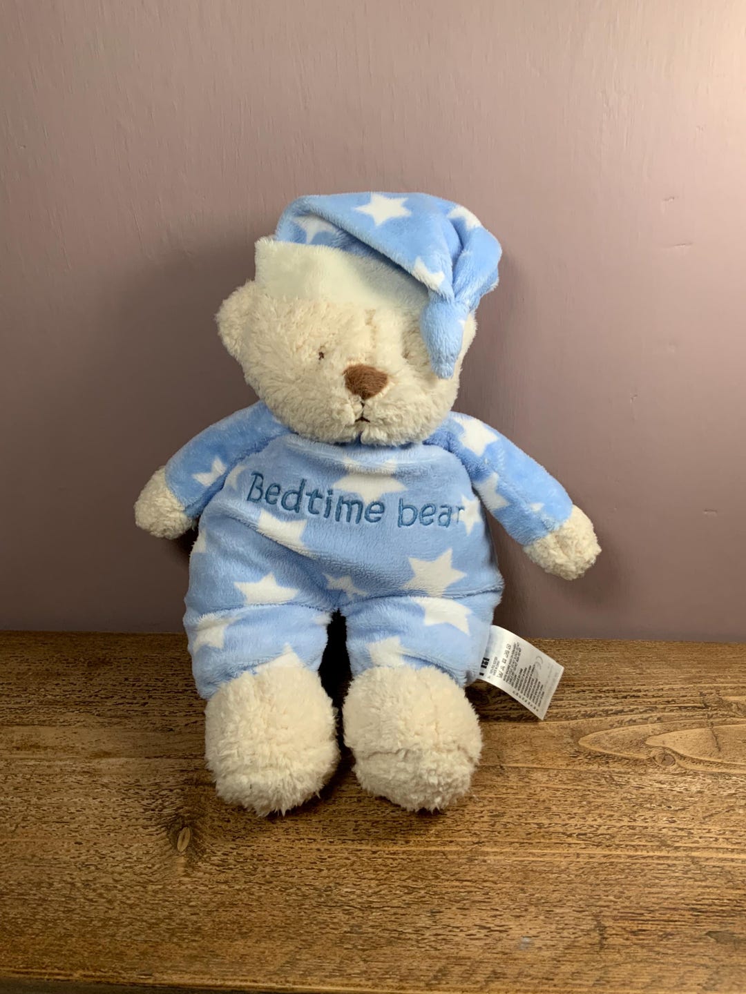 MOTHERCARE Retired Bedtime Bear Blue W/ White Stars, Nightcap, Cream ...