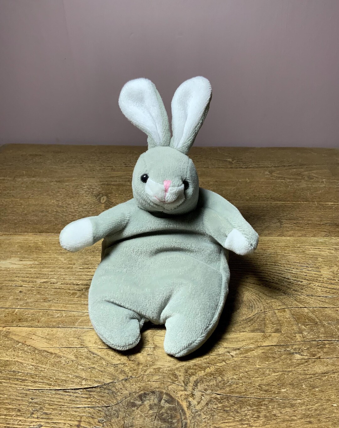 Vintage 90s Velour Bean Bag Bunny Plush: CUDDLES Time Grey Rabbit Toy ...