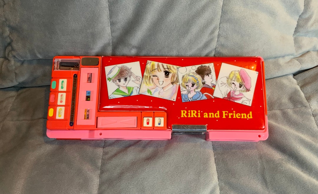 1980s Anime Vintage Padded Kawaii Pencil Case Compartments Buttons Riri ...