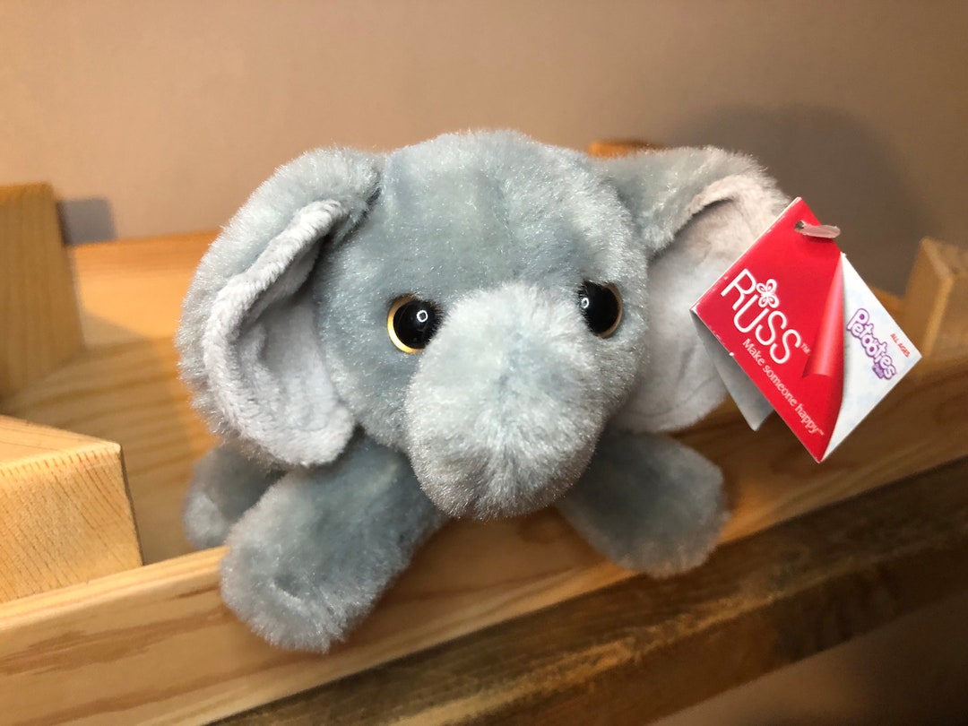 Petooties Pets Russ/kellytoy Mini Grey/gray Elephant Beanie Plush ...