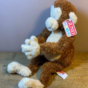 GUND Kids YOGA Monkey #20016 Vintage 15" Brown/tan Chimp Velcro Hands ...