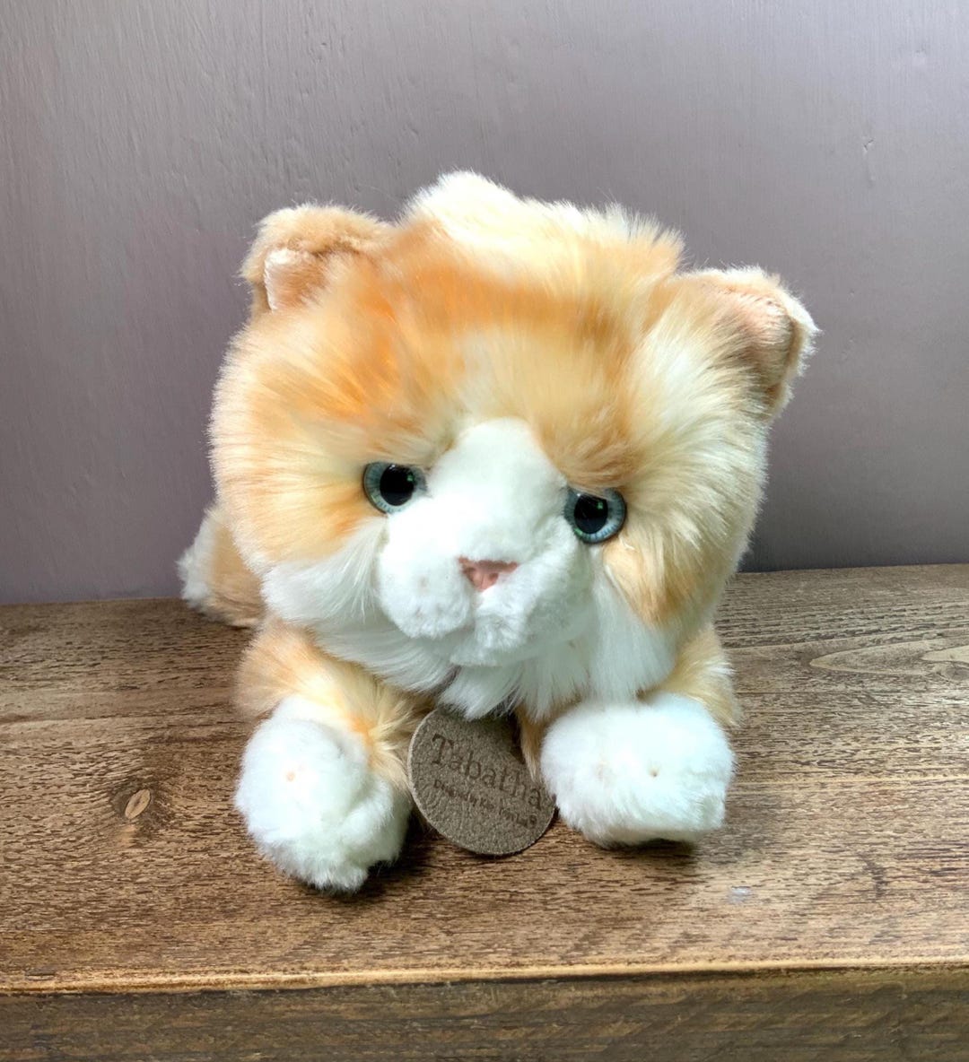 Keel Toys TABATHA Ginger, White, Tabby Cat/kitten Plush, Red Leather ...