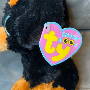 TY Beanie Boo Tuffy Rottweiler Old Style Purple/yellow Tag Blue Eyes 6 ...