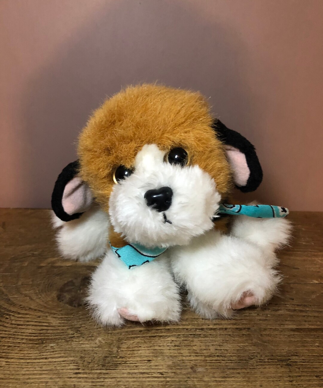 TYCO Puppy Puppies 1993 Vintage Plush Brown/white/black Blue Ribbon Tie ...