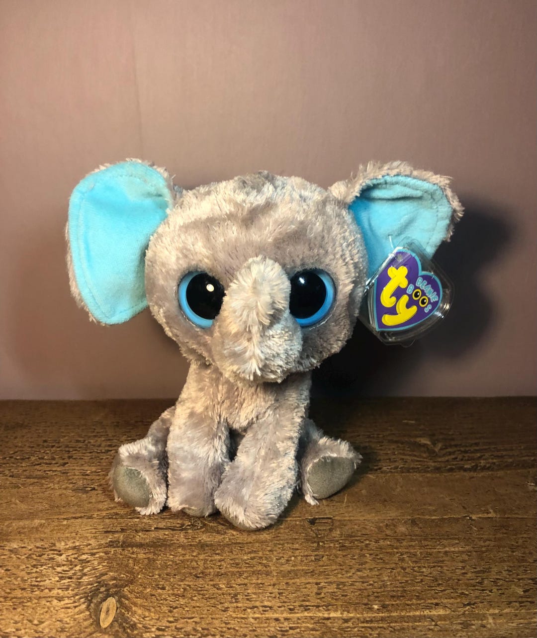 TY Beanie Boos/boo Peanuts Elephant Blue Ears Purple Blue Tag 6 ...