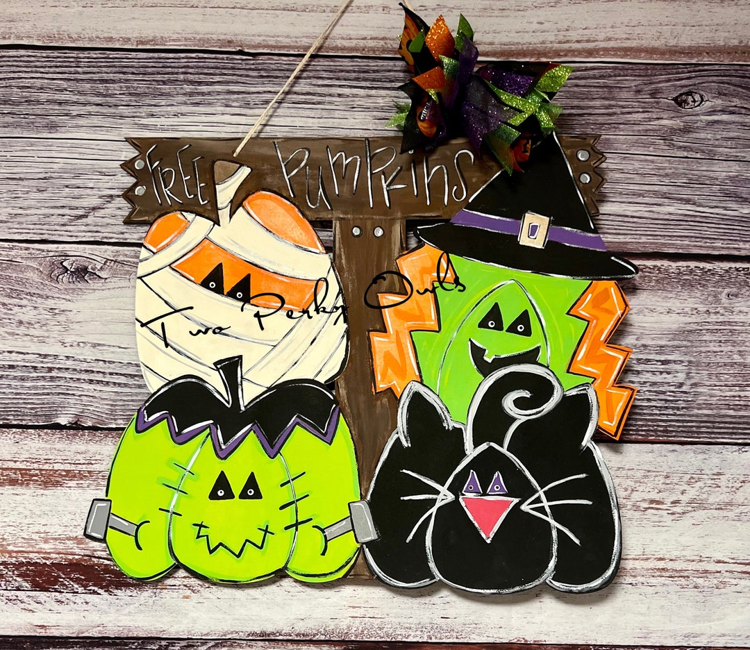 Pumpkin Stack Door Hanger Fall Door Hangers pumpkin Door Signs Pumpkin ...