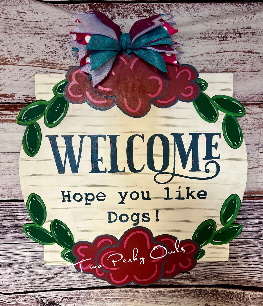 Welcome Hope You Like Dogs Door Hanger Welcome Door Hanger Dog Decor ...