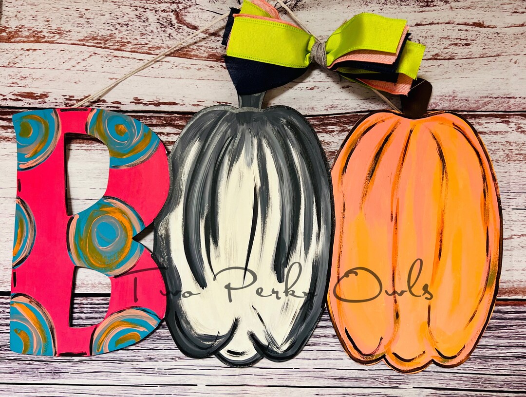 Boo Door Hanger Halloween Door Hanger Halloween Decor Pumpkin Door ...