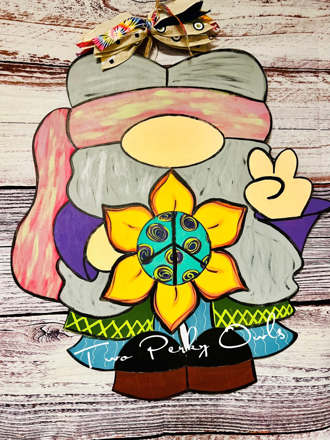 Hippie Gnome Girl Door Hanger, 70s Decor, Love Decor, Gnome Decor ...