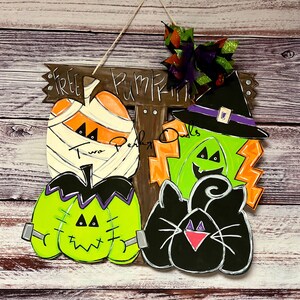 Pumpkin Stack Door Hanger Fall Door Hangers pumpkin Door Signs Pumpkin ...