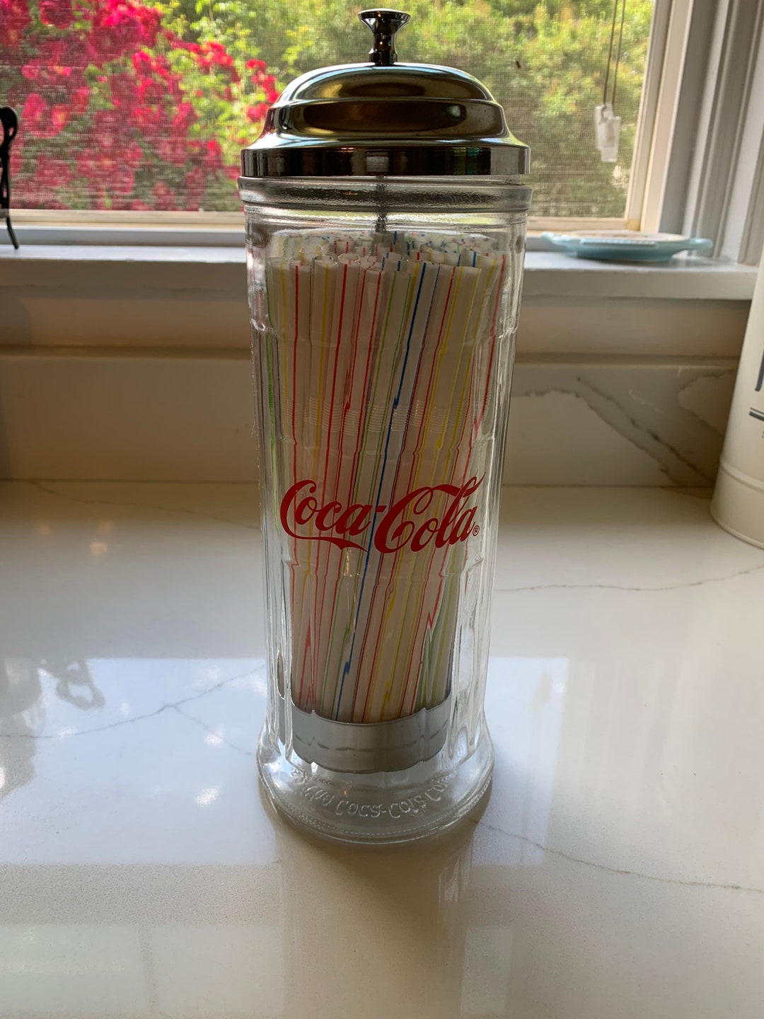 Coca-cola Glass Straw Dispenser - Etsy