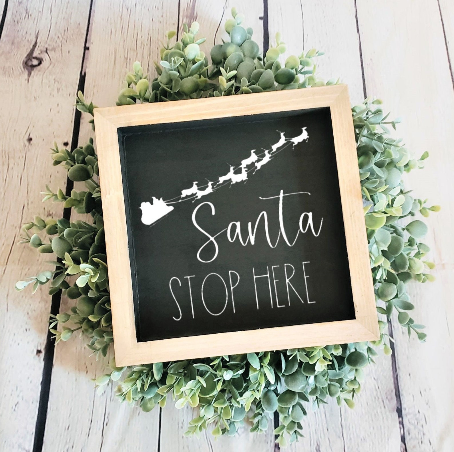 Santa Stop Here Wood Sign | Wood Signs | Holiday Signs | Tiered Tray ...