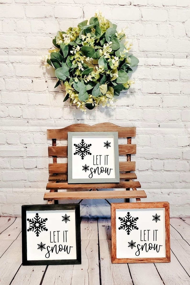 Let It Snow | Winter Wood Signs | Snowflake Wood Sign | Holiday Accent ...