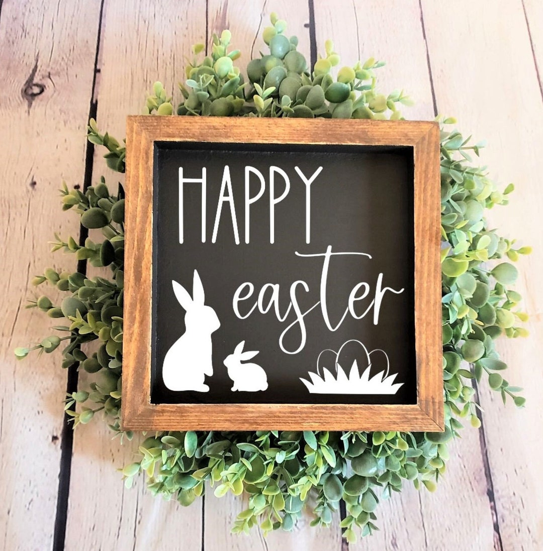 Happy Easter | Bunny Decor | Spring | Wooden Easter Signs | Small ...