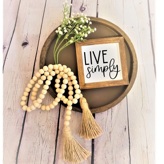 Live Simply Wood Signs Shelf Decor Tiered Tray Sign | Etsy