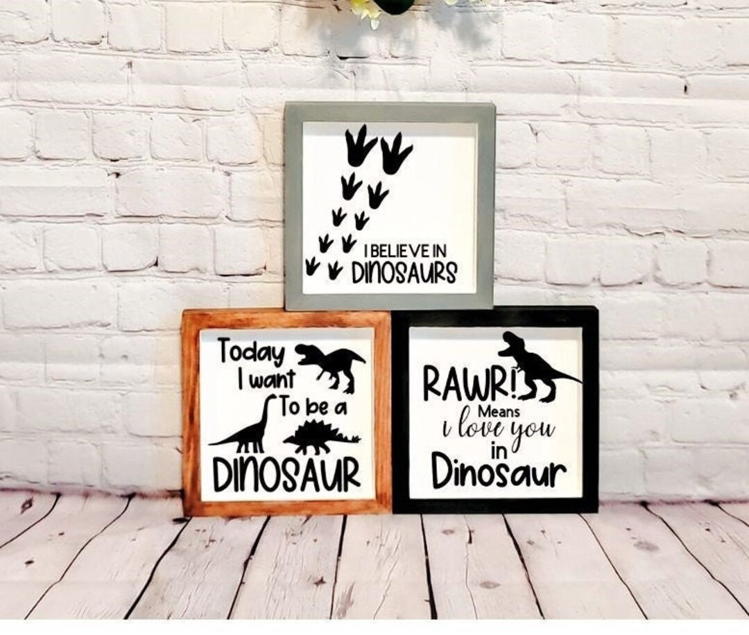 Dinosaur Wood Signs | Shelf Decorating | Tiered Tray | Nightstand ...