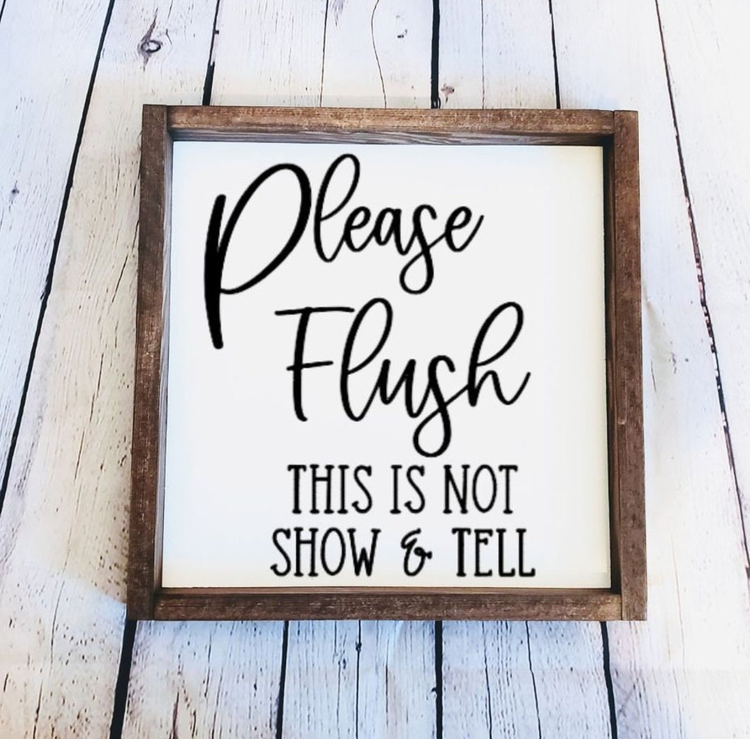 Please Flush | Wood Bathroom Sign | Silly Bathroom Decor | Bathroom ...