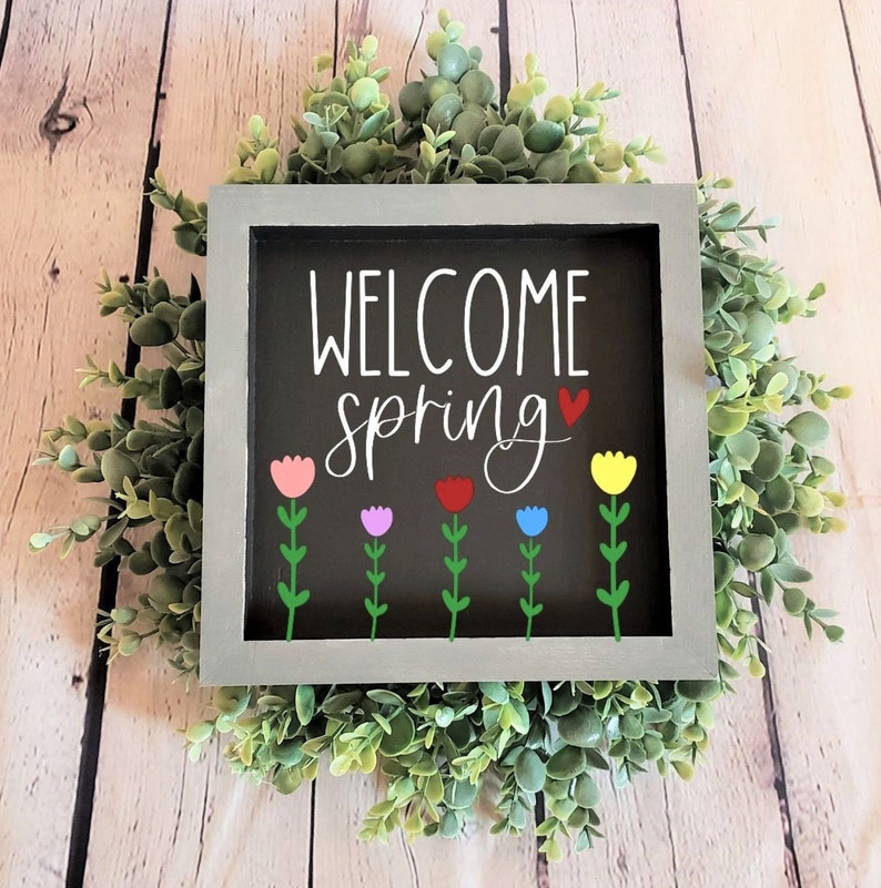 Welcome Spring Spring Wood Signs Flower Wood Signs - Etsy