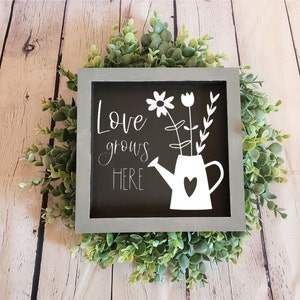 Love Grows Here | Spring Wood Signs | Wood Signs | Spring Decor ...