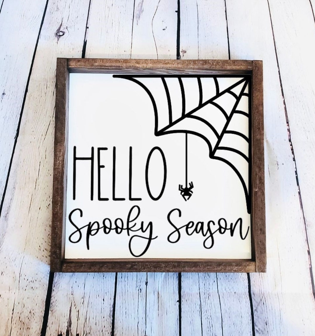 Hello Spooky Season | Halloween Wood Signs | Halloween Shelf Decor ...