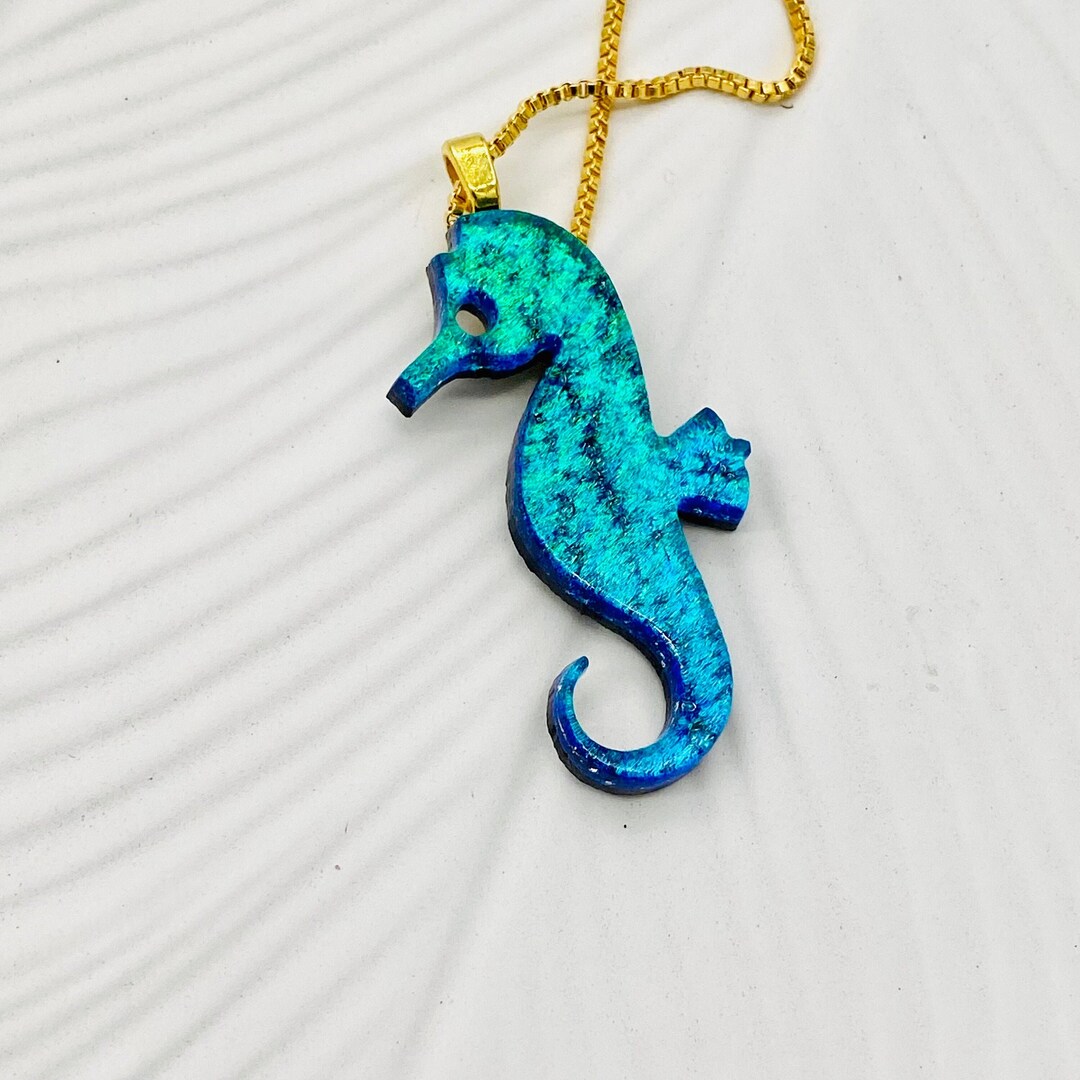 Glass Seahorse Necklace, Dichroic Pendant, Fused Glass Jewelry ...