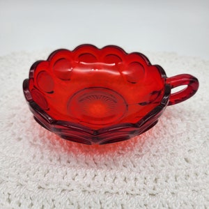 Fostoria Ruby Red Coin Dot Finger Loop Nappy Dish VTG - Etsy