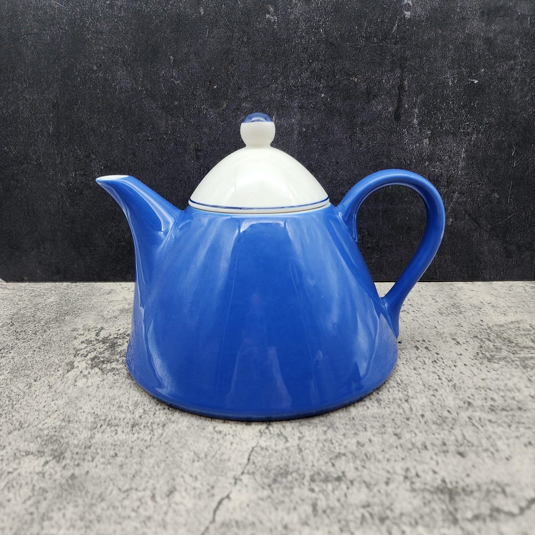 Vintage Pagnossin Treviso Italy Ironstone Teapot Royal Blue and White 4 ...