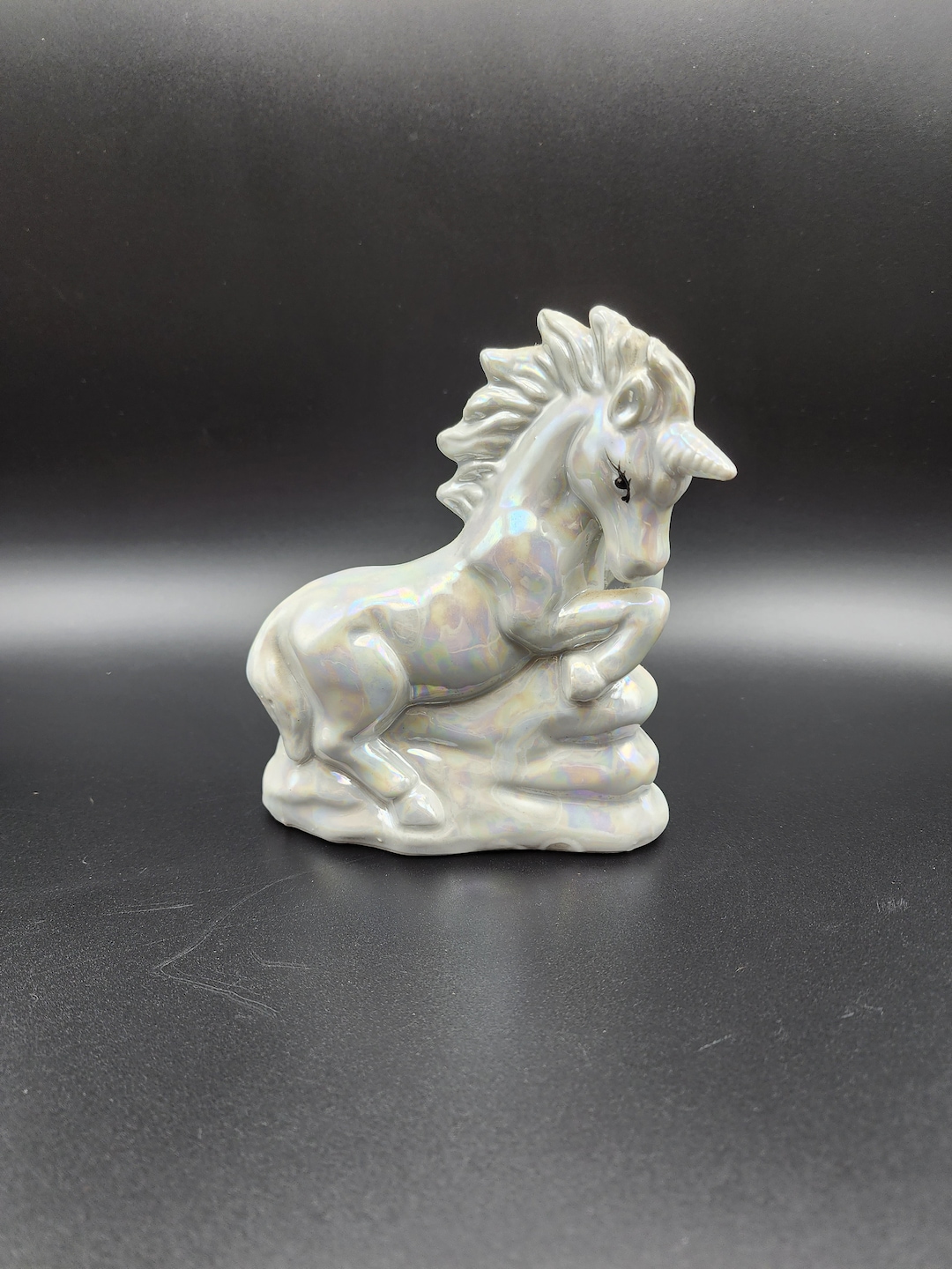 Unicorn Figurine Ivory Opalescent Rearing Hand Painted - Etsy