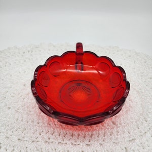 Fostoria Ruby Red Coin Dot Finger Loop Nappy Dish VTG - Etsy