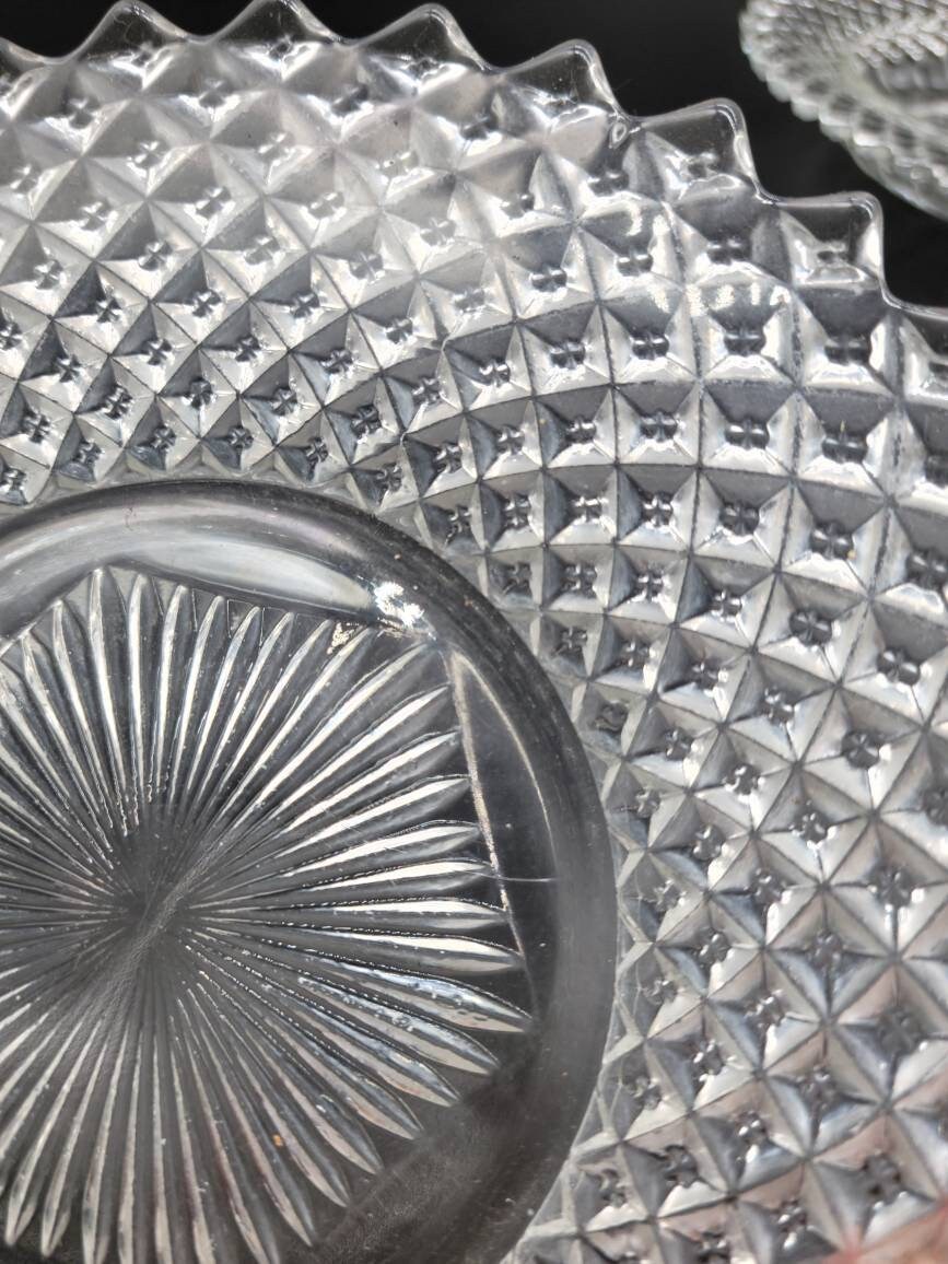 Vintage Depression Glass English Hobnail Clear Plates and Serving ...