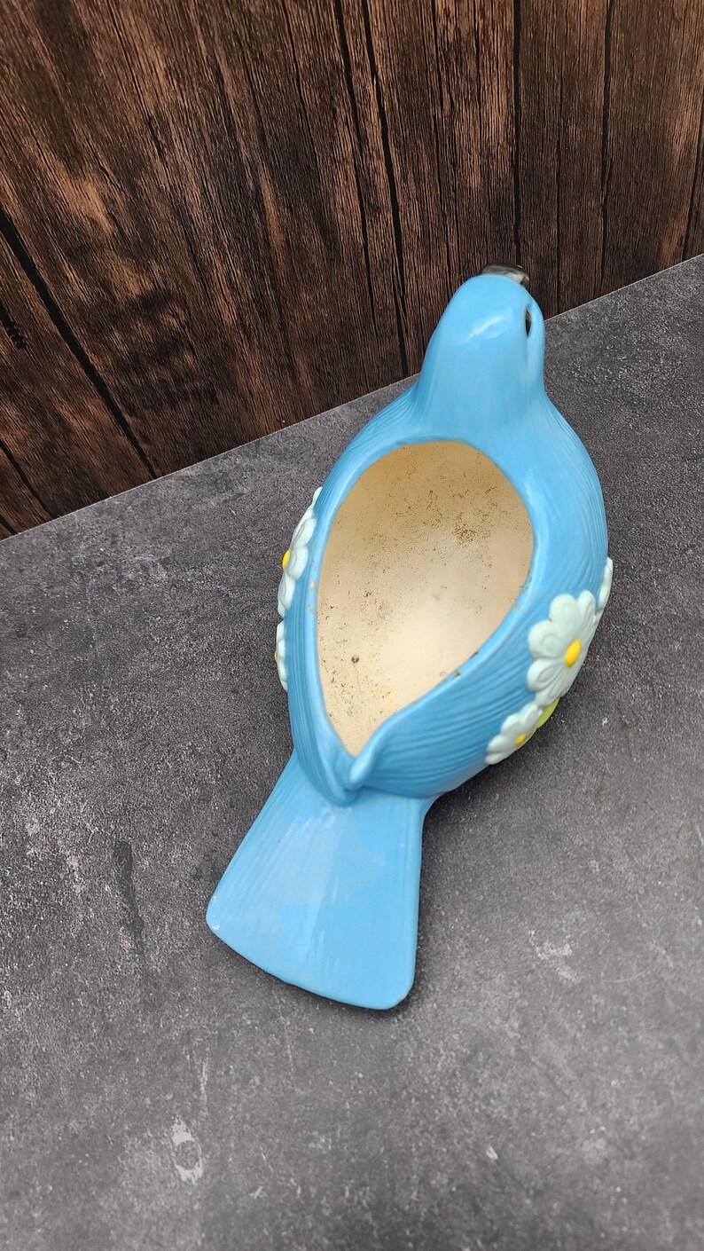 Vintage Ceramic Blue Bird Planter White Daisy Design CUTE - Etsy