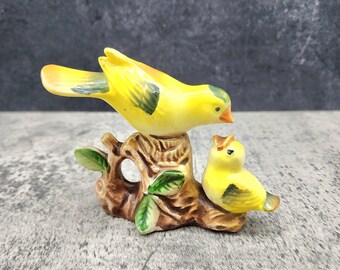 Vintage Bird Figurine - Parakeets - Love Birds - Yellow - Ceramic ...