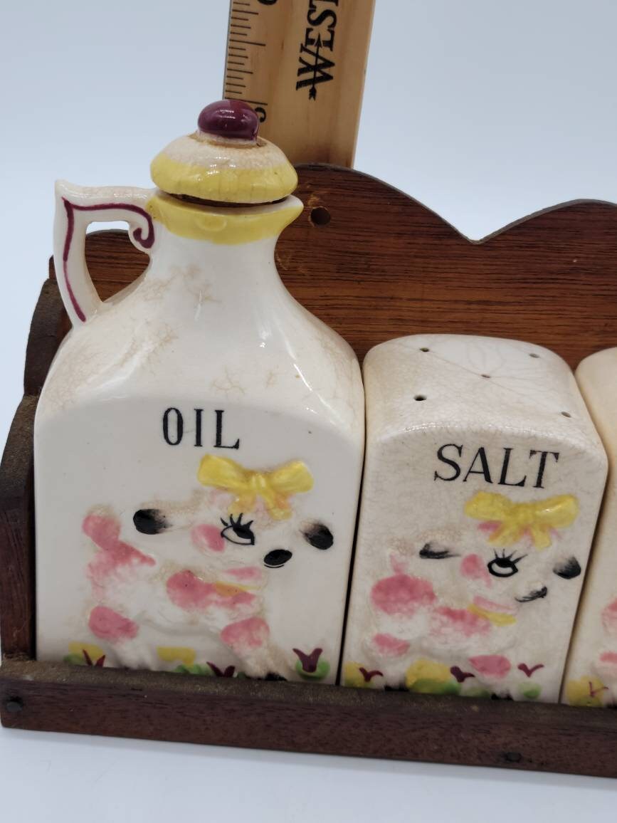 Vintage Porcelain Pink Cow Condiment Set Japan - Etsy