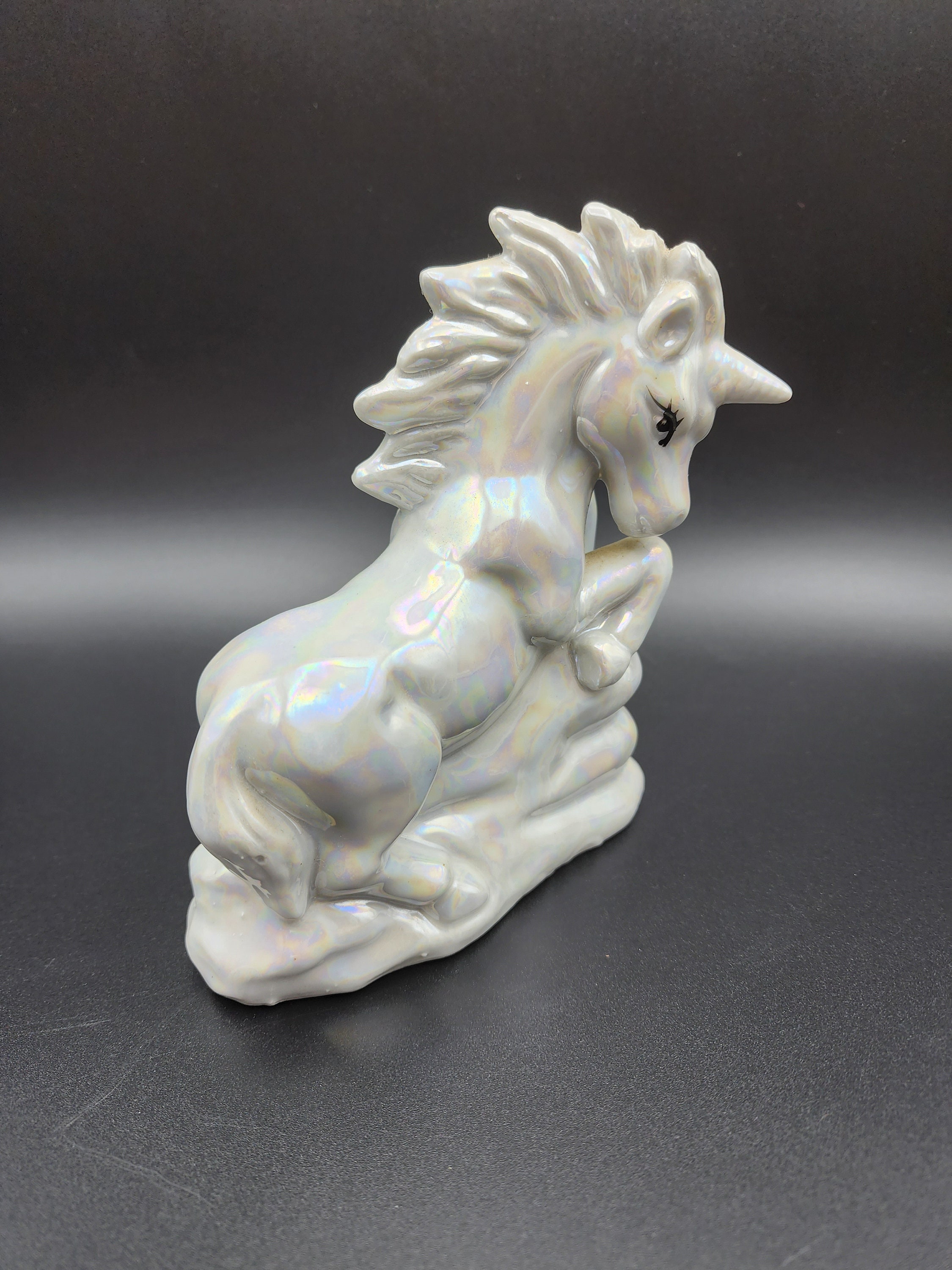 Unicorn Figurine Ivory Opalescent Rearing Hand Painted - Etsy
