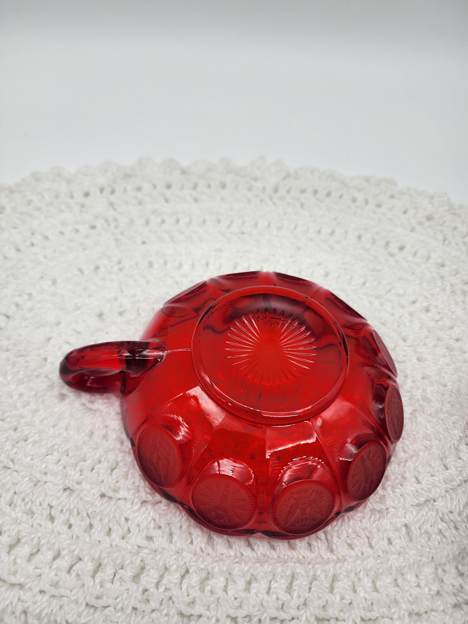Fostoria Ruby Red Coin Dot Finger Loop Nappy Dish VTG - Etsy