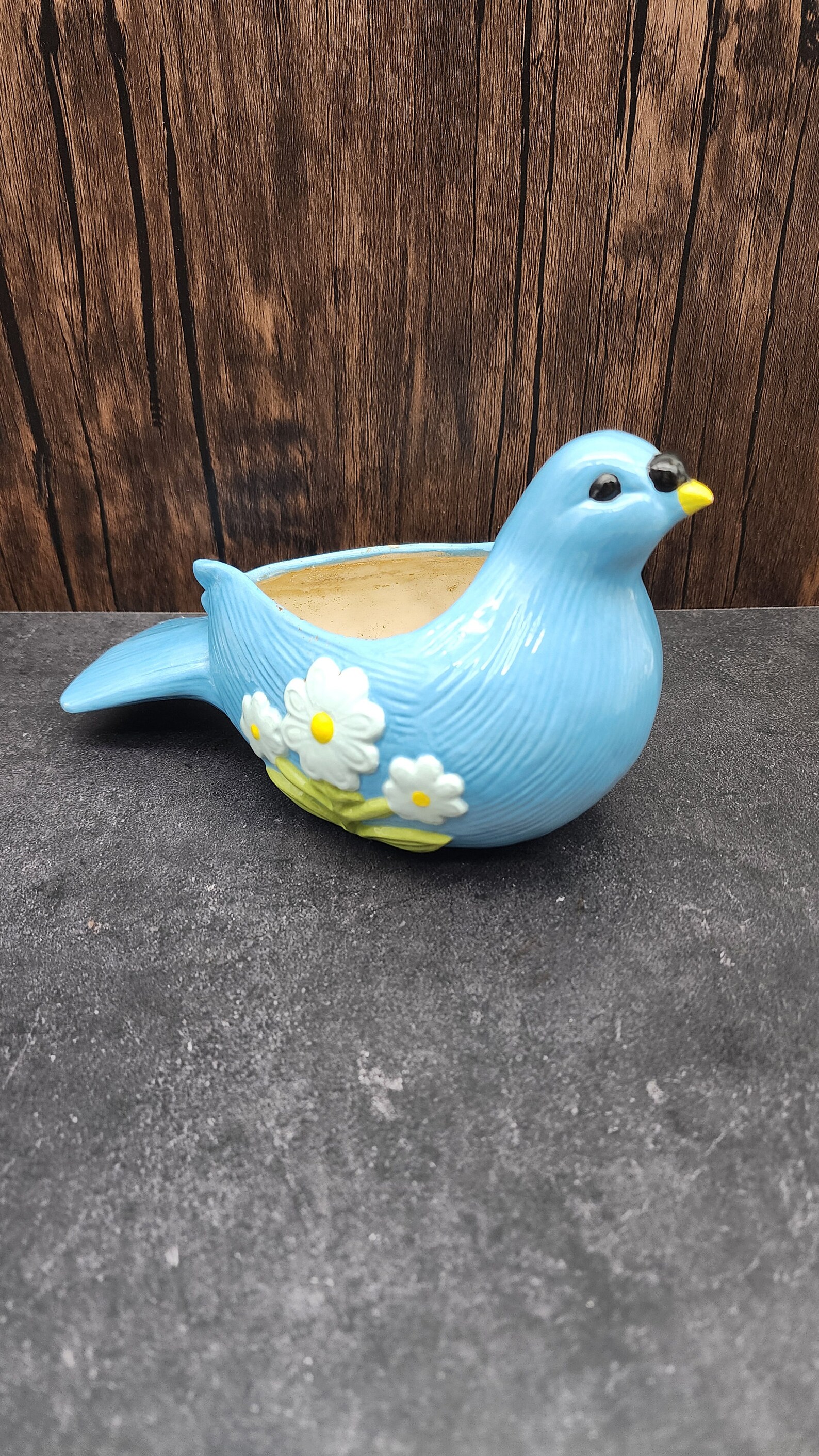 Vintage Ceramic Blue Bird Planter White Daisy Design CUTE - Etsy