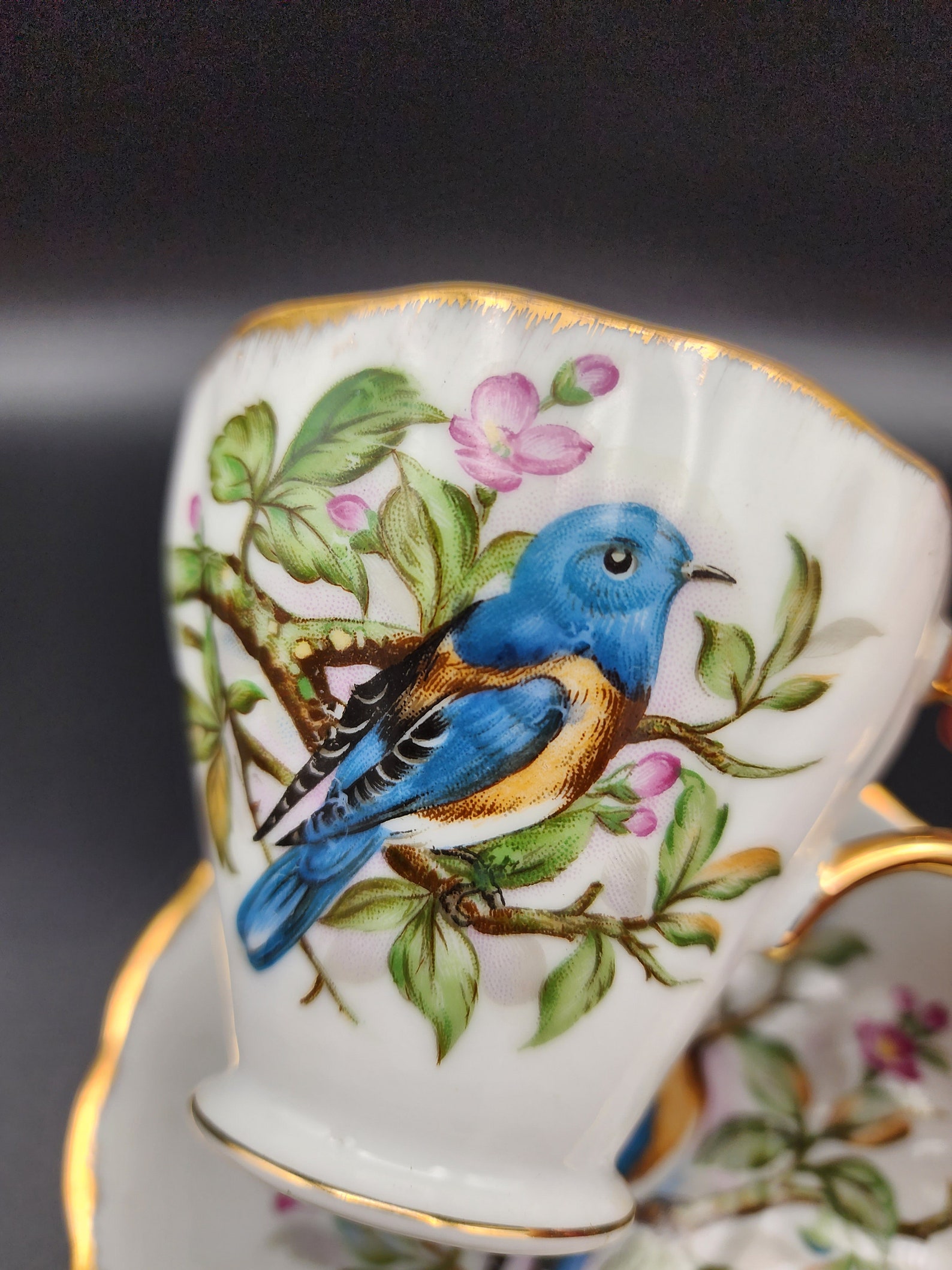 Vintage E.W. Japan Nikoniko Hand Painted Bluebird Tea Cup and Saucer - Etsy