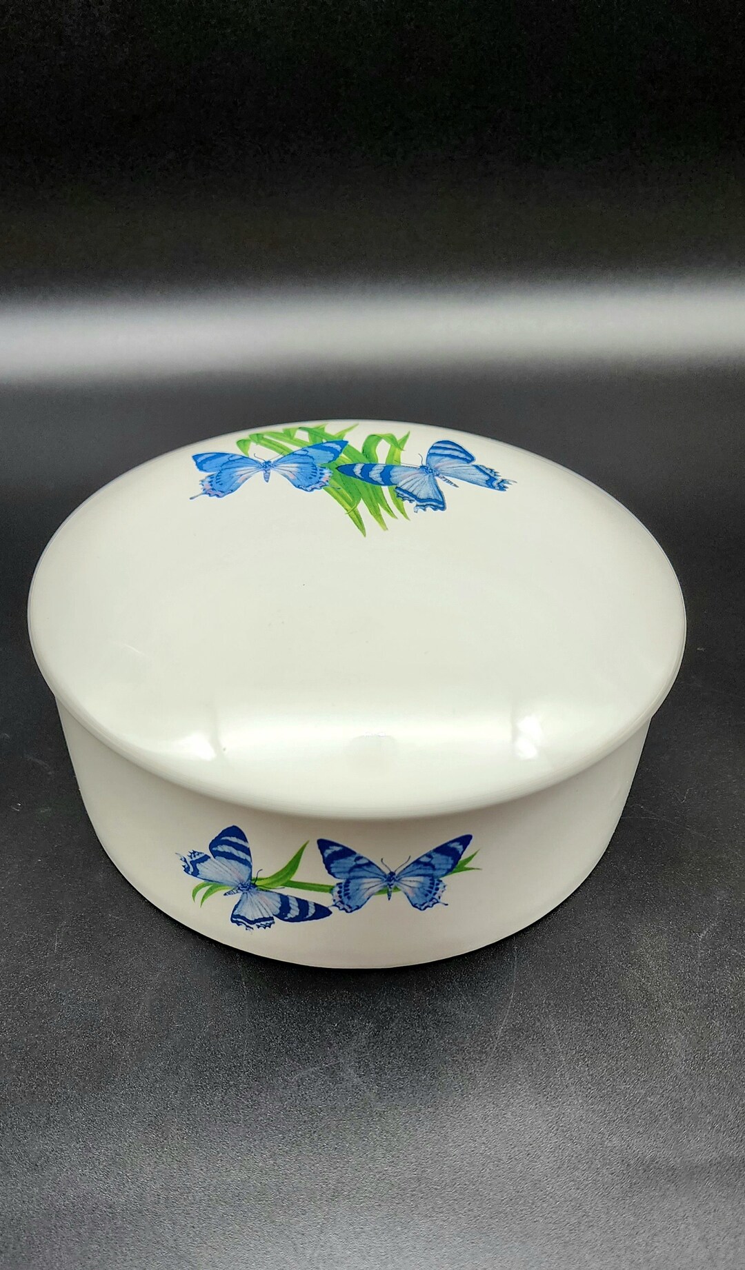 Porcelain Trinket Dish With Lid Teleflora Blue Butterfly Ra - Etsy